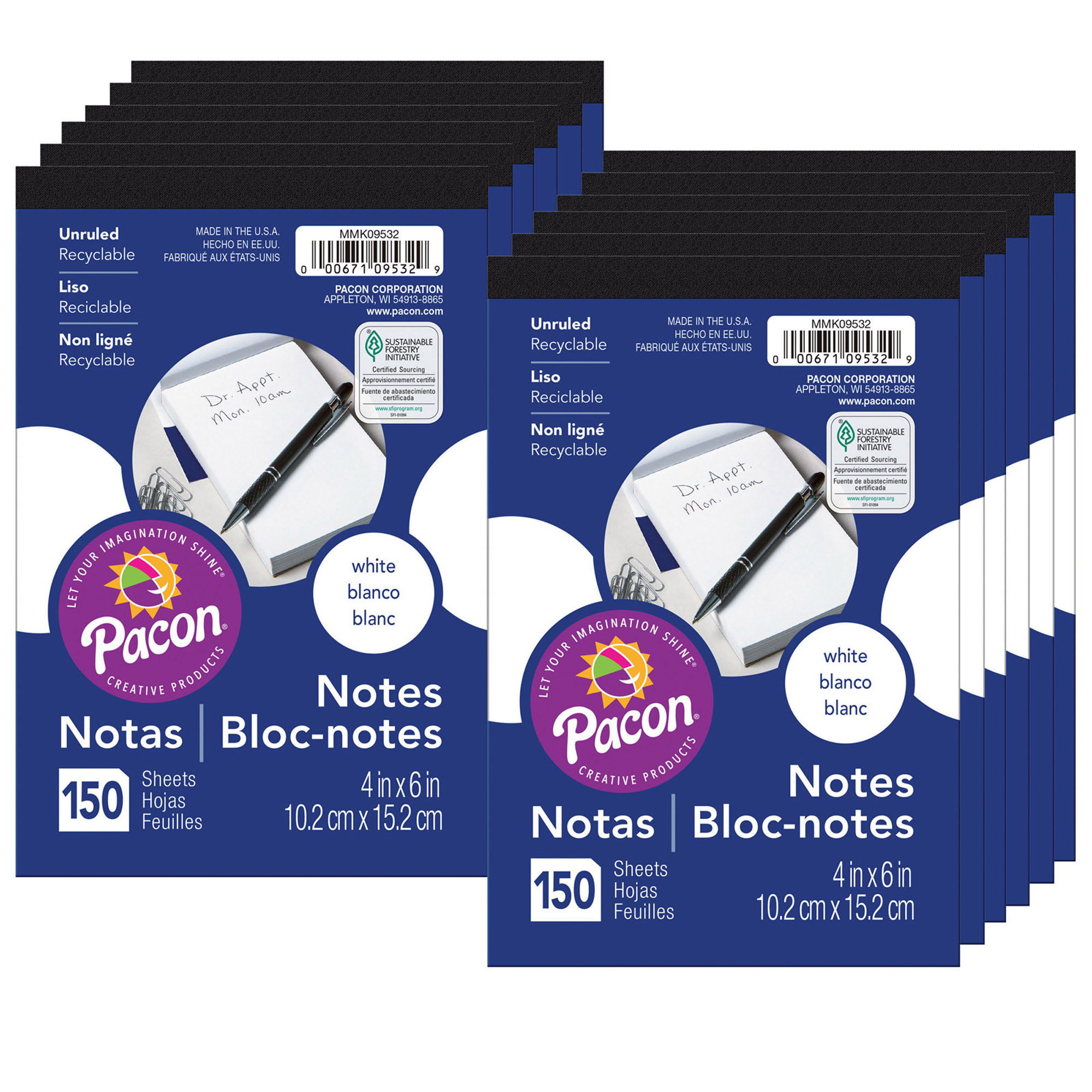 Note Pad, White, 4" x 6", 150 Sheets, Pack of 12 - Walmart.com