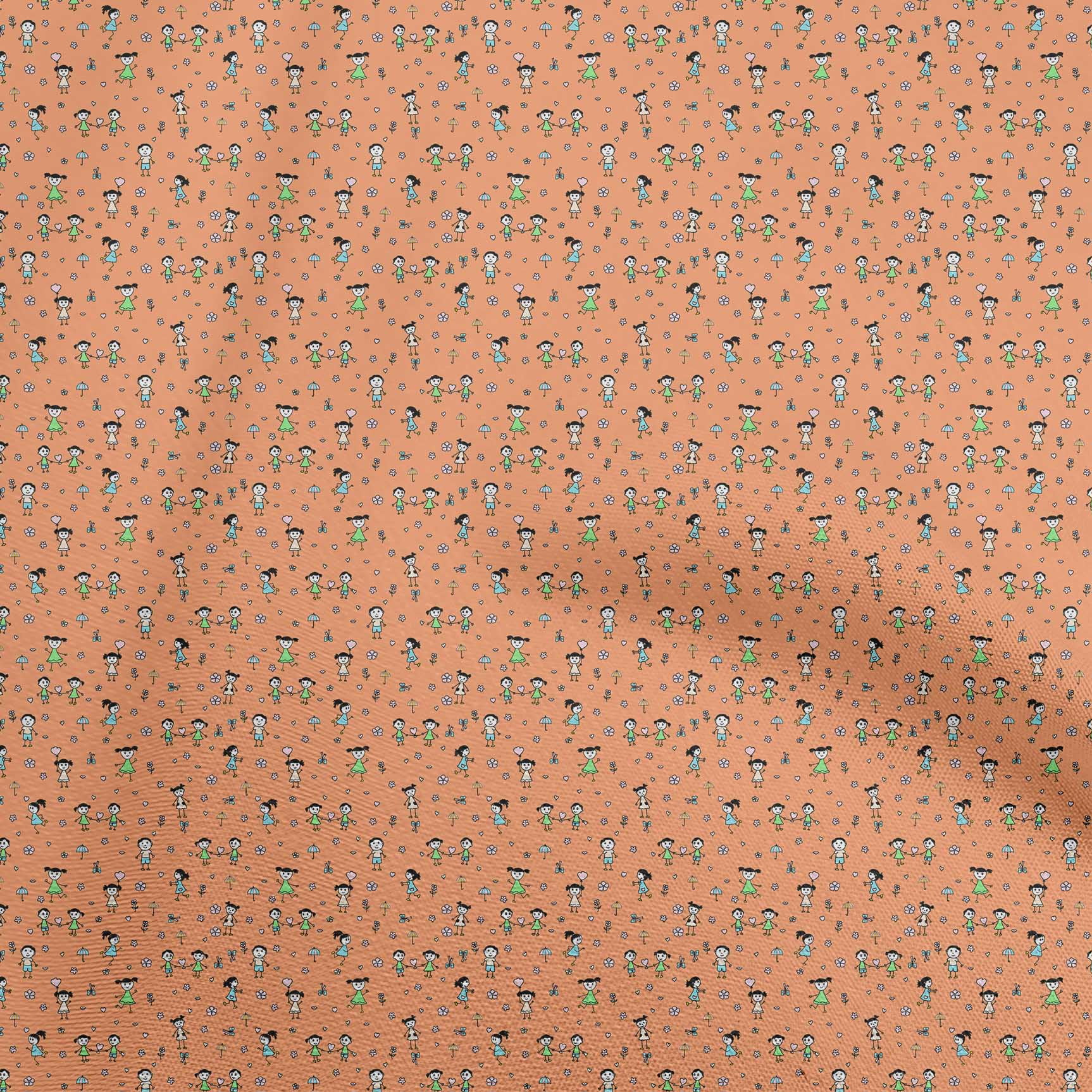 oneOone Viscose Chiffon Orange Fabric Random Sewing Material Print ...