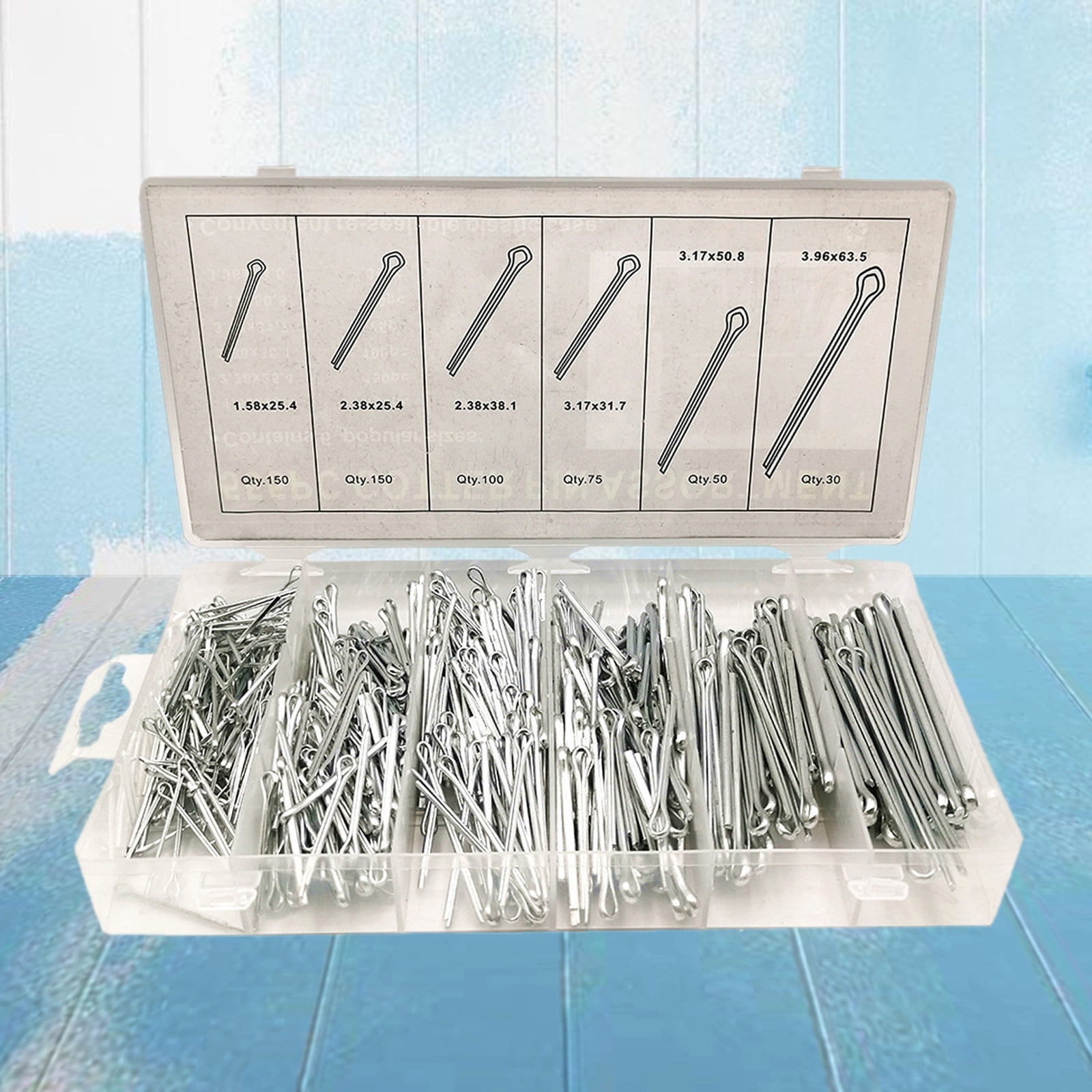 555Pcs 6 de surtido de pasadores de chaveta de tamaño ampliamente ...