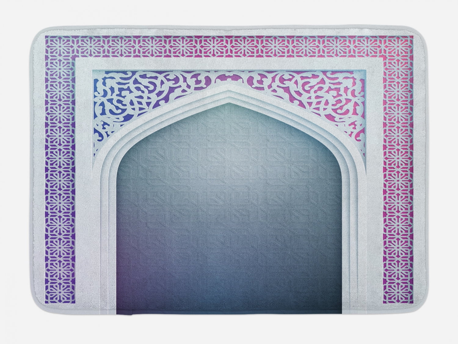 Moroccan Bath Mat, Old Fashion Ottoman Arch Door Surrounded by Digital ...
