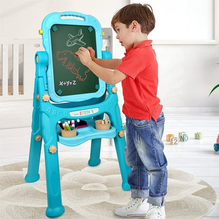 Easel for Kids, Double Sided Standing Drawing Board for Toddlers 3 in 1 ...