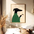 Affixzi Greyhound Dog Art Print | Coffee Dog Art | Green Sweater ...