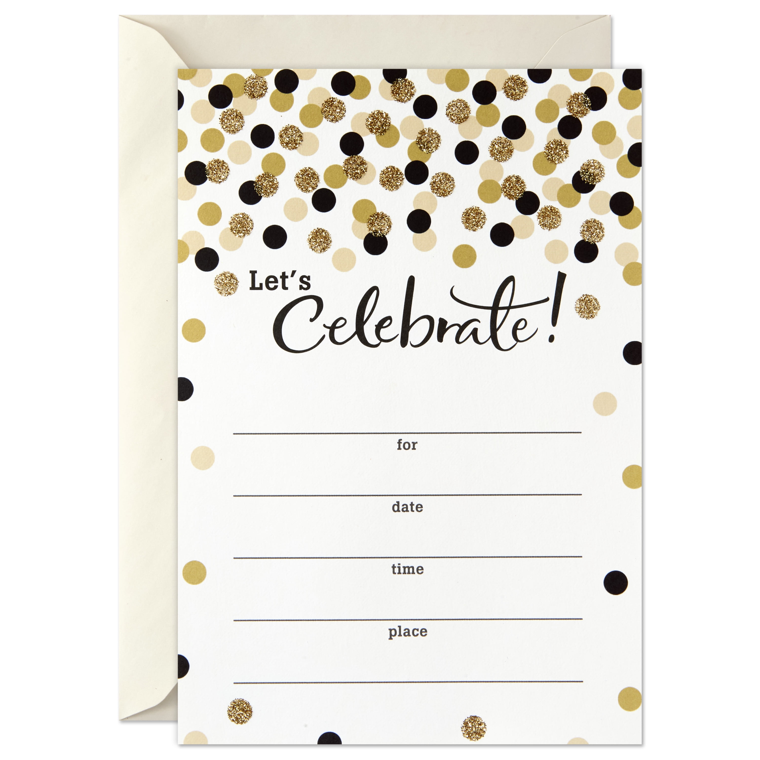 Hallmark Party Invitations, Gold Glitter Dot, 20 ct. - Walmart.com