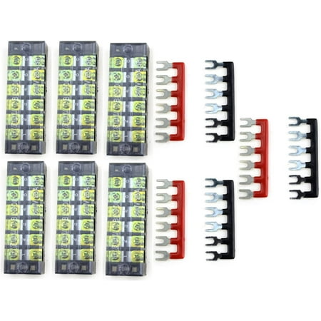 12pcs (6 Set) 600V 25A 6 Positions Double Row Screw Terminal Strip and ...