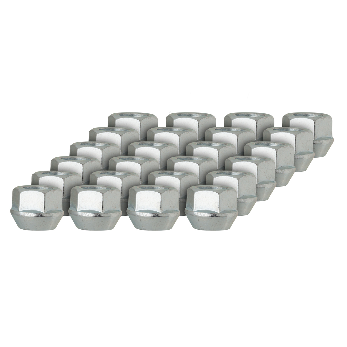 24 Silver 14x1.5 Open End Bulge Acorn Lug Nuts - Cone Seat - 22mm Hex ...
