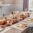 Autumn Harvest Placemats Set of 6, Fall White Orange Pumpkin Flowers ...