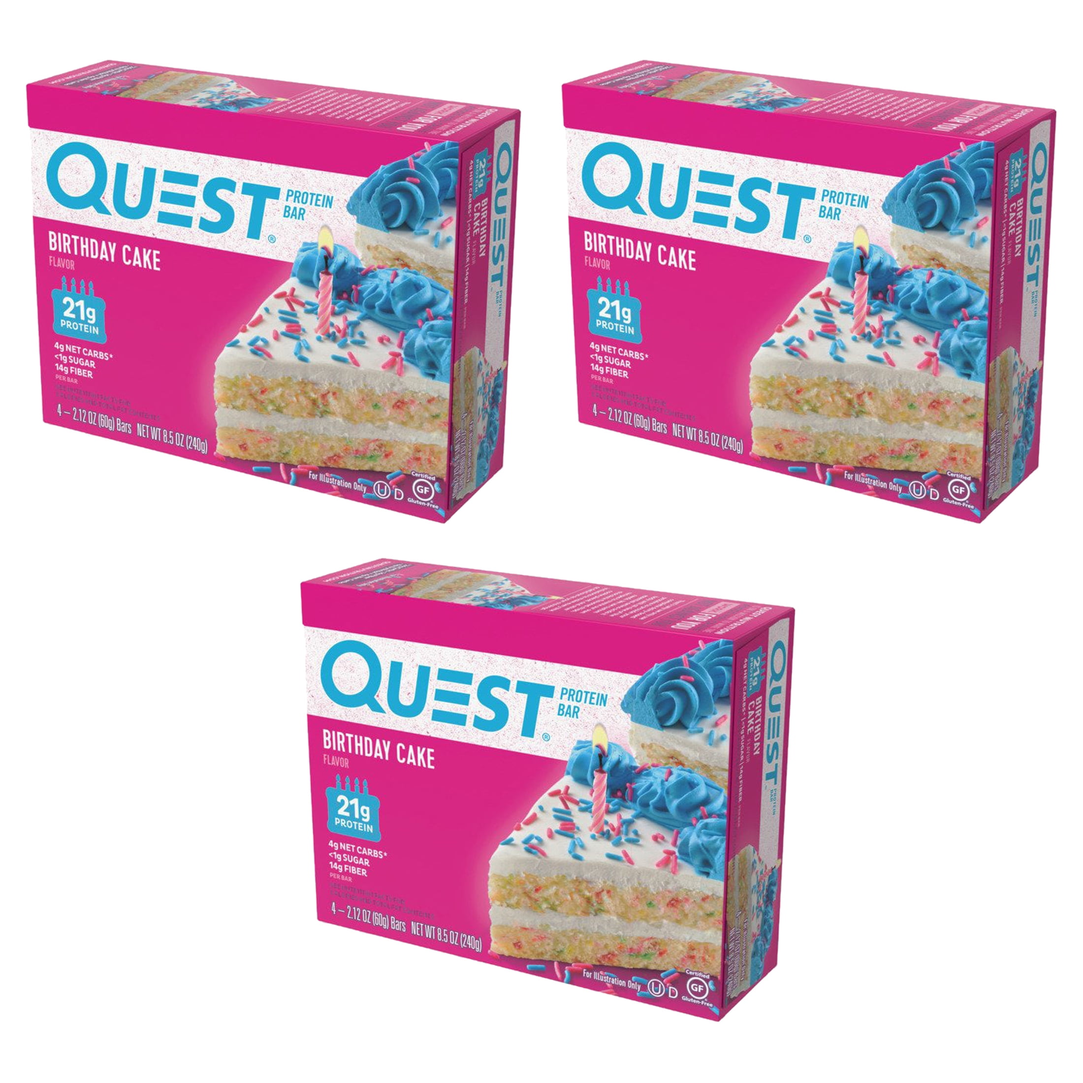 (3 pack) Quest Birthday Cake Protein Bar, 2.12 Oz., 4 Count - Walmart.com
