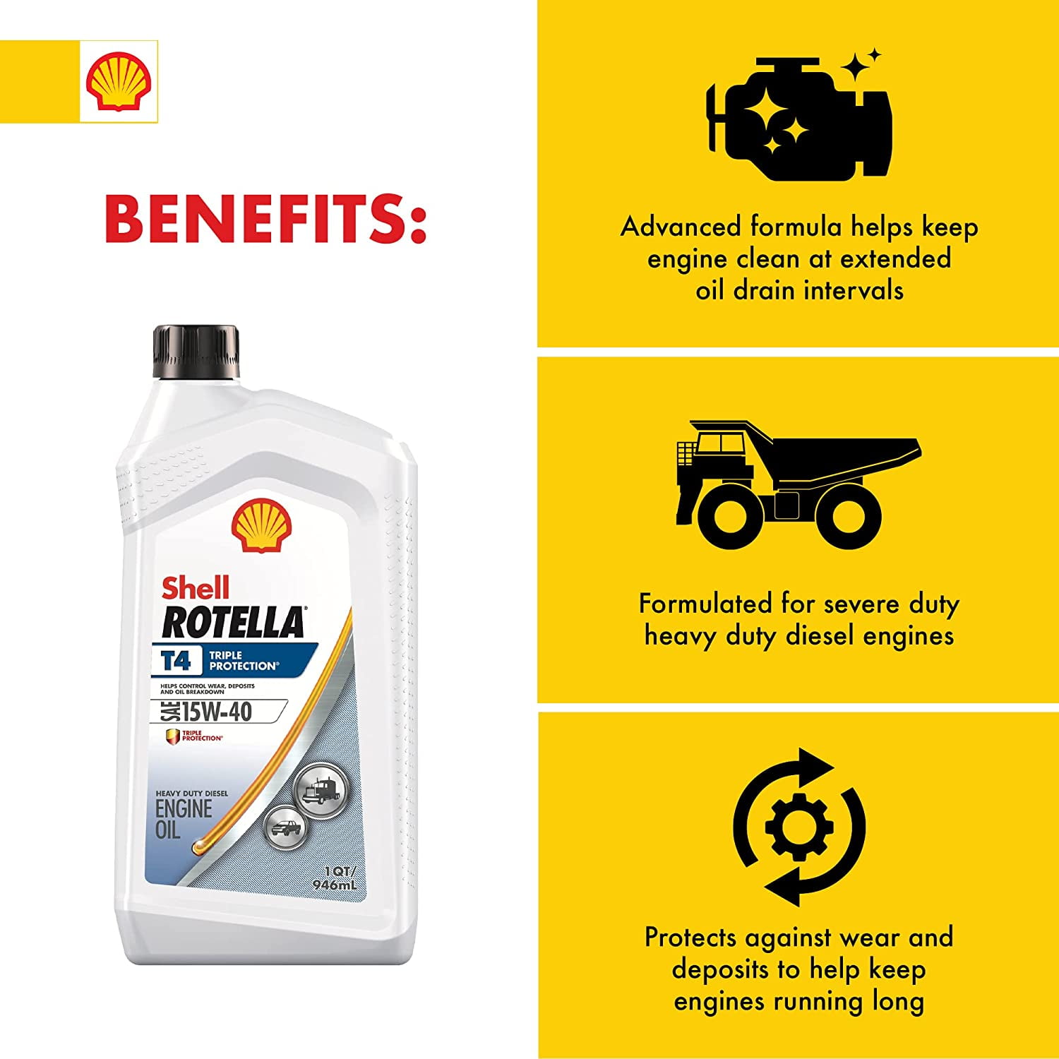 Shell Rotella Shell Rotella T4 Triple Protection SAE 15W-40, 54% OFF