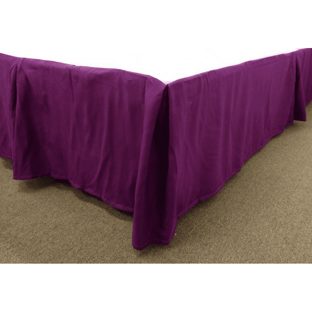 Qutain Linen Tailored Bed Skirt Dust Ruffle Solid Purple Queen Size ...
