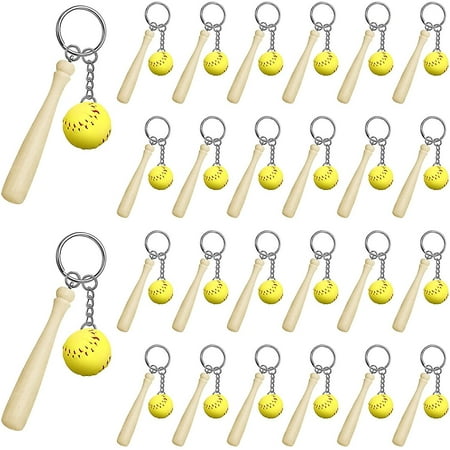 Softball Keychain Mini Wooden Bat Softball Keyring Softball Keychains ...