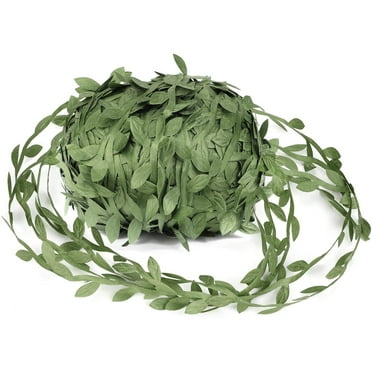 TETOU 87.5 Yards Green Leaf Ribbon, Artificial Vines Leaves String for ...