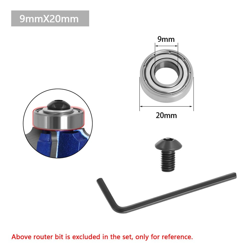 Router Bits Top Mounted Ball Bearings Guide for Router Bit Bearing 9mm ...