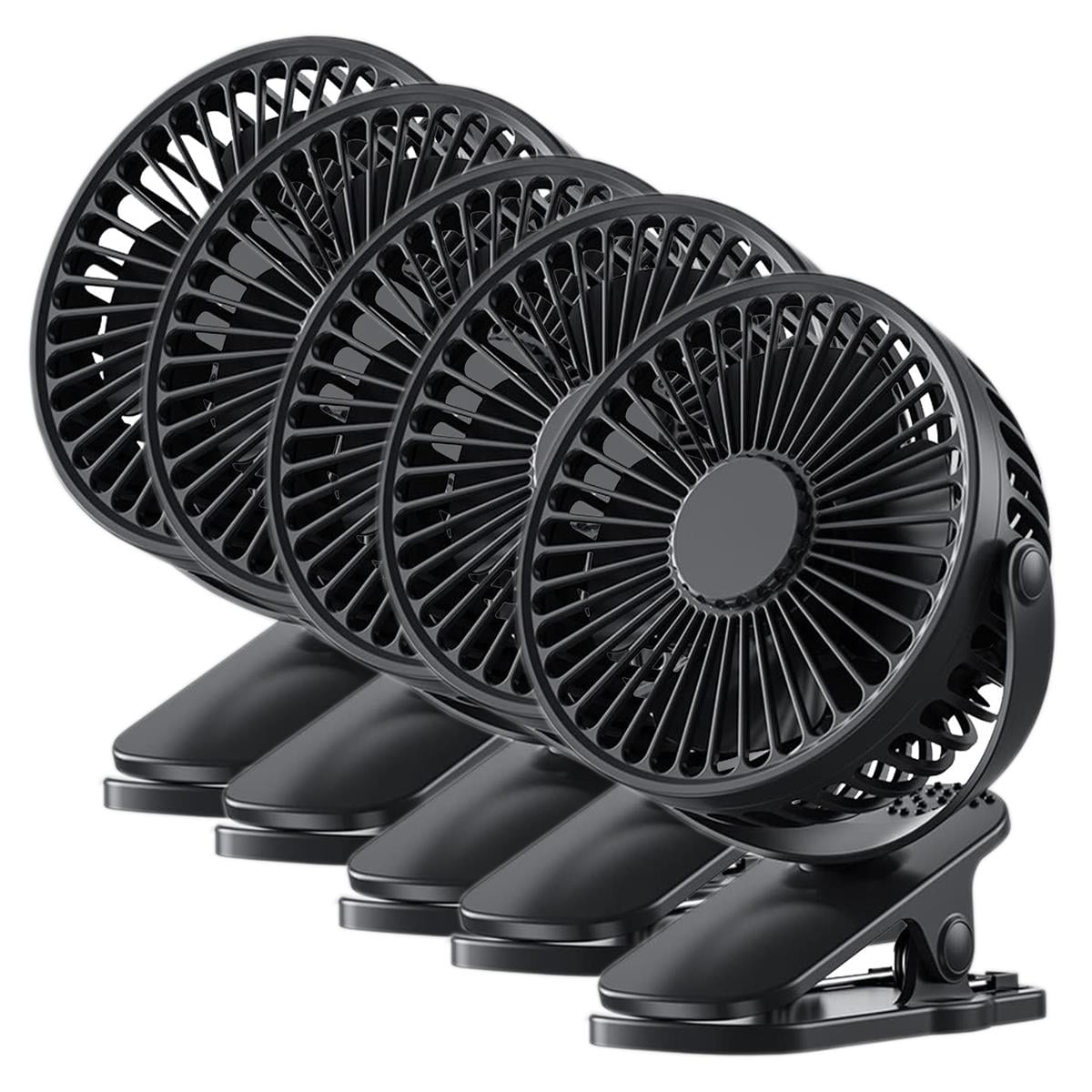 Mini Ventiladores Recargable MiniBreezeBlack 5Pzas 4"Ø Negro USB 5V 3 ...