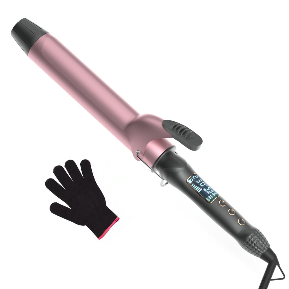 HsdsBebe 1.5 inch Curling Iron, LCD Display Barrel Curling Wand with 15 ...
