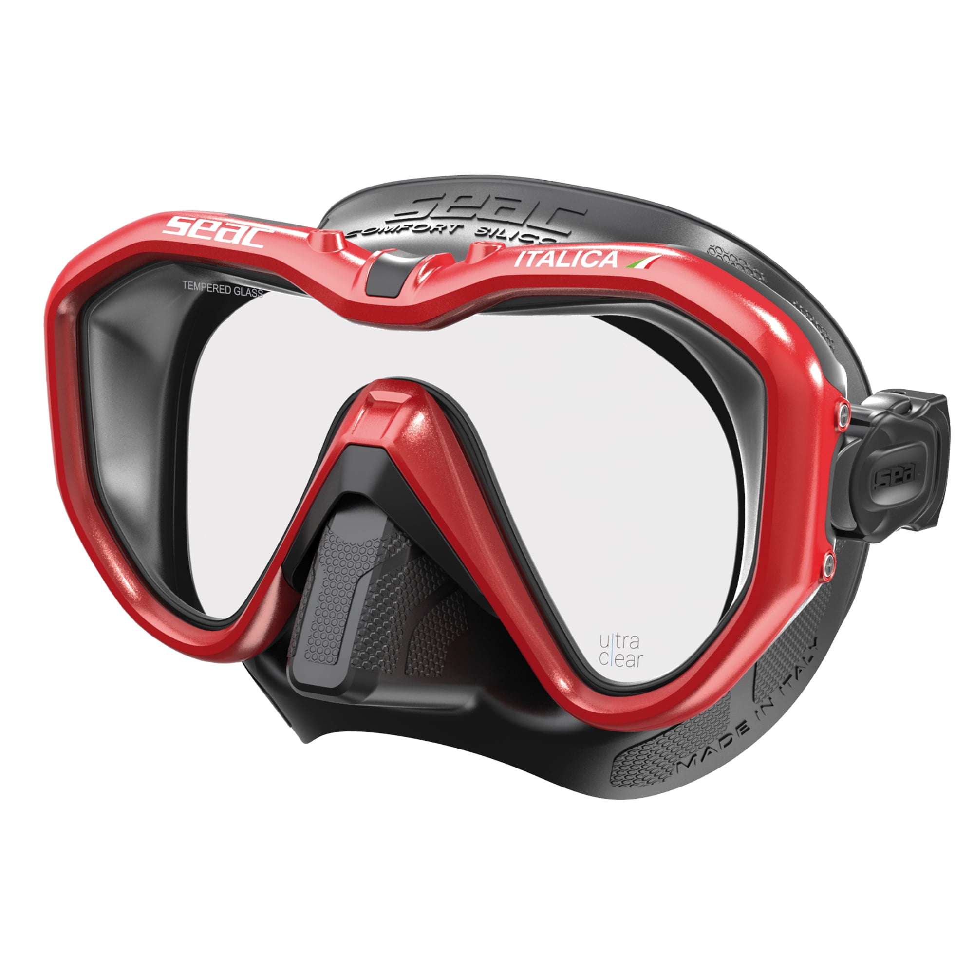 SEAC Italica Single-Lens Dive Mask (Black Silicone/Red) - Walmart.com