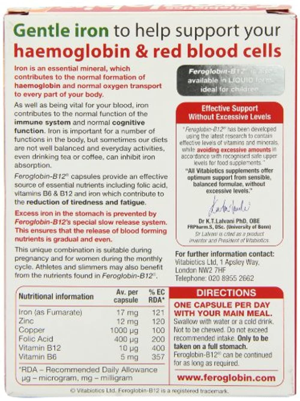 Feroglobin Vitamin And Mineral Capsules 30 Capsules - Walmart.com