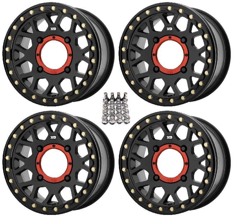 KMC Grenade Beadlock ATV Wheels/Rims Black 14x7/14x10 Can-Am Commander ...
