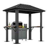 Aoxun Grill Hardtop Gazebo 5 x 8 FT, Outdoor Metal Hard Top Gazebo ...