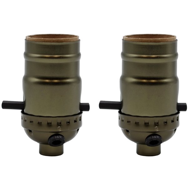Antique Brass Medium Base Sockets with Push Thru On/Off Switch and Side ...