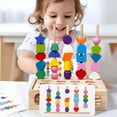 3-in-1 Wooden Bead Sequencing Toy Set – Color & Shape Sorting, Lacing ...