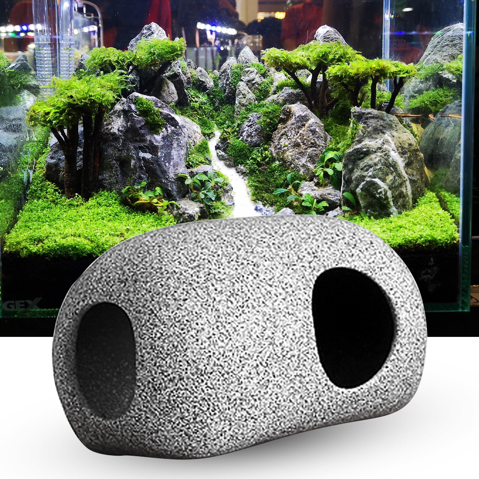 HEVIRGO Aquarium Decoration Rock Cave Smooth Edge Clay Hiding Breeding ...