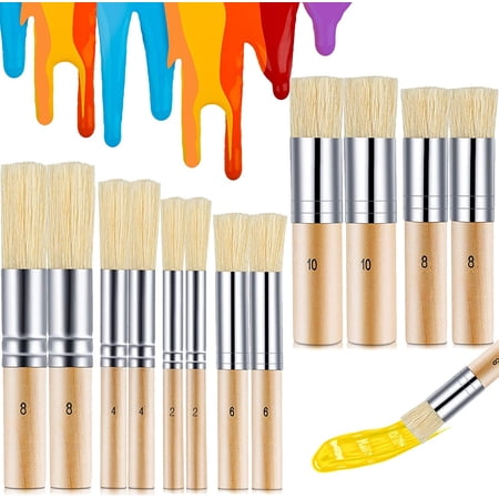12 Pieces Wooden Stencil Brush 6 Sizes Natural Stencil Brushes Stipple ...