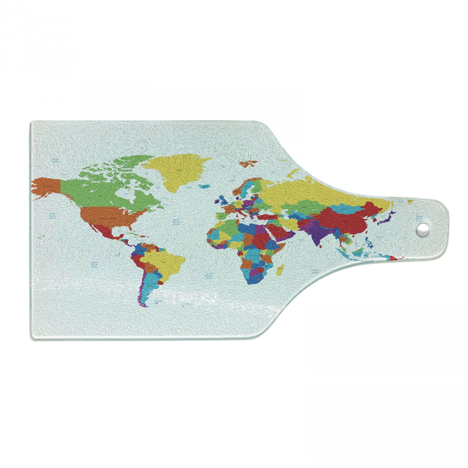 World Map Cutting Board, Colorful Detailed Continents Design Countries ...