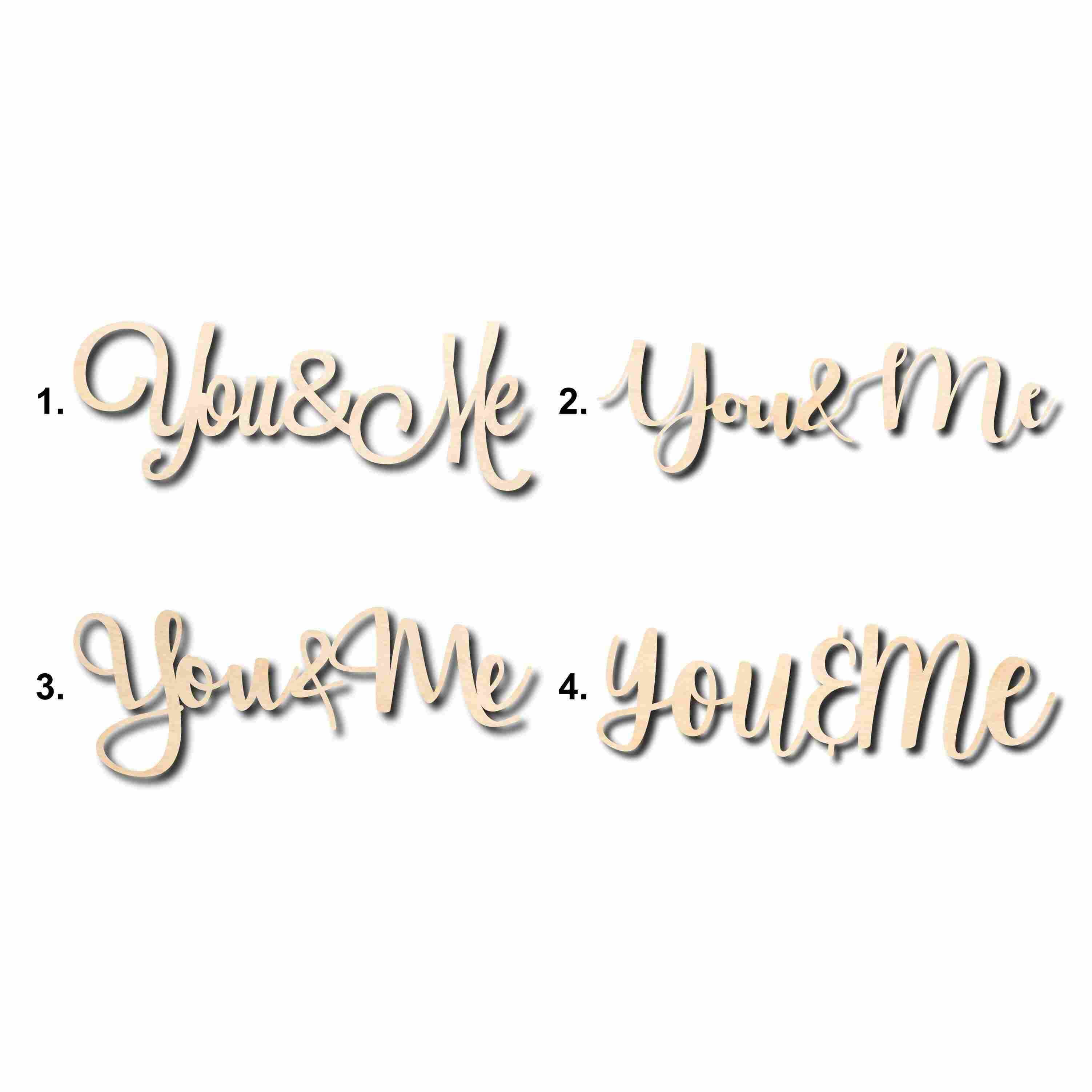 You & Me Sign Unfinished Wood Cutout Home Decor DIY Option 4- 12" Wide ...