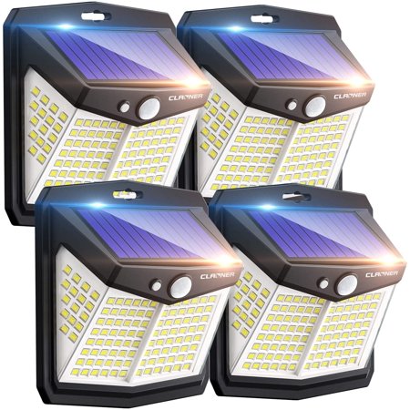 Solar Lights Outdoor [128 LED/3 Modes], Claoner Solar Motion Sensor Security Lights IP65 ...