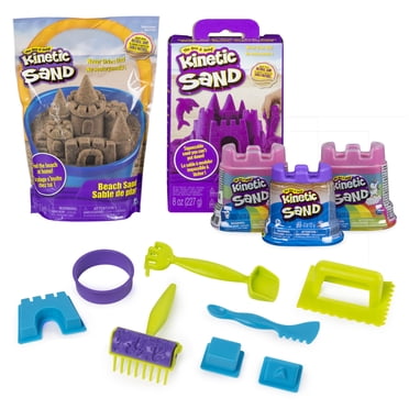 Kinetic Sand, Sandbox Playset with 1lb of Blue Kinetic Sand and 3 Molds ...