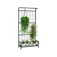 Black Tall Metal Plant Stand With Trellis And Hanging Bar For Indoor ...