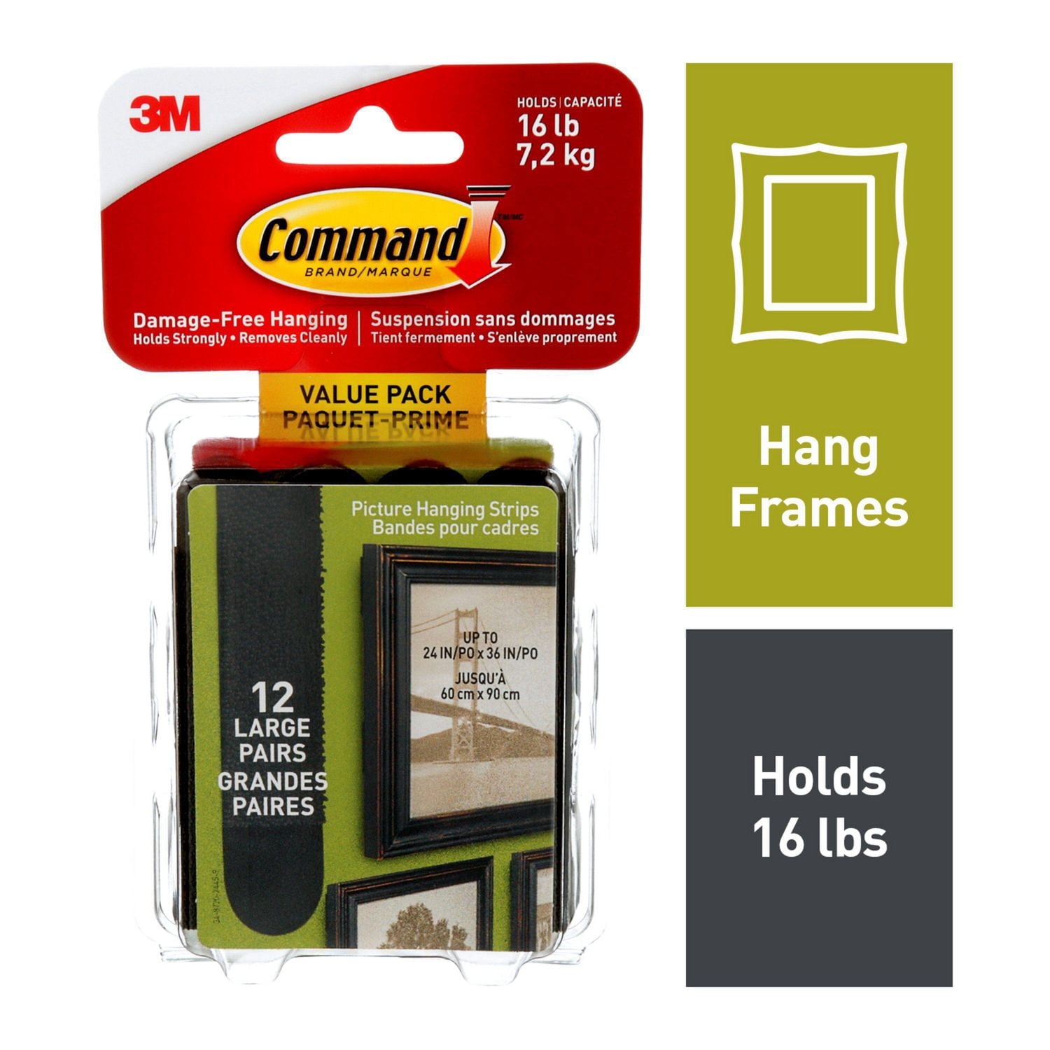 Command™ Picture Hanging Strips 17206BLK-12EF, Large, Value Pack ...