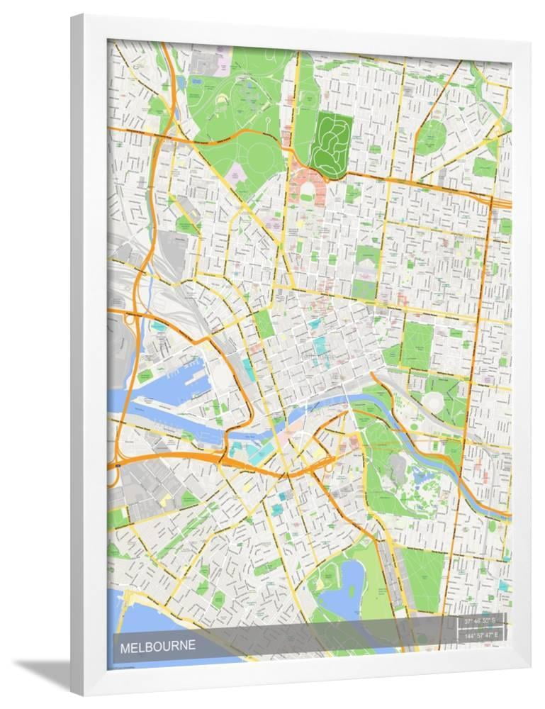 Melbourne, Australia Map, Framed Art Print Wall Art Sold by Art.Com ...