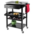 Winsome Wood Anthony Kitchen Utility Cart, Stainless Steel Top, Black ...