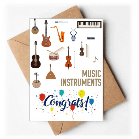 Music Instruments Combination Pattern Wedding Cards Congratulations ...