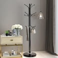 Black Metal Coat & Hat Rack with Marble Base, Free Standing Hall Tree ...