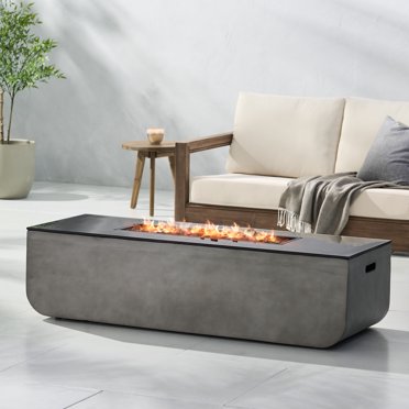 Mayfair Lightweight Concrete Outdoor 50,000 BTU Rectangular Fire Pit ...