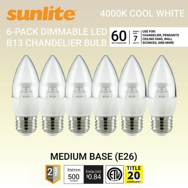 Sunlite LED G16.5 Bulb, 5W (40W Eq.), E12 Base, Dimmable, Frost, 3000K Warm, 6-Pack - Walmart.com
