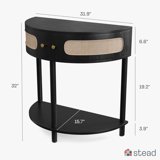 Modern Rattan Half Moon Console Table with Storage Two Doors Brass ...