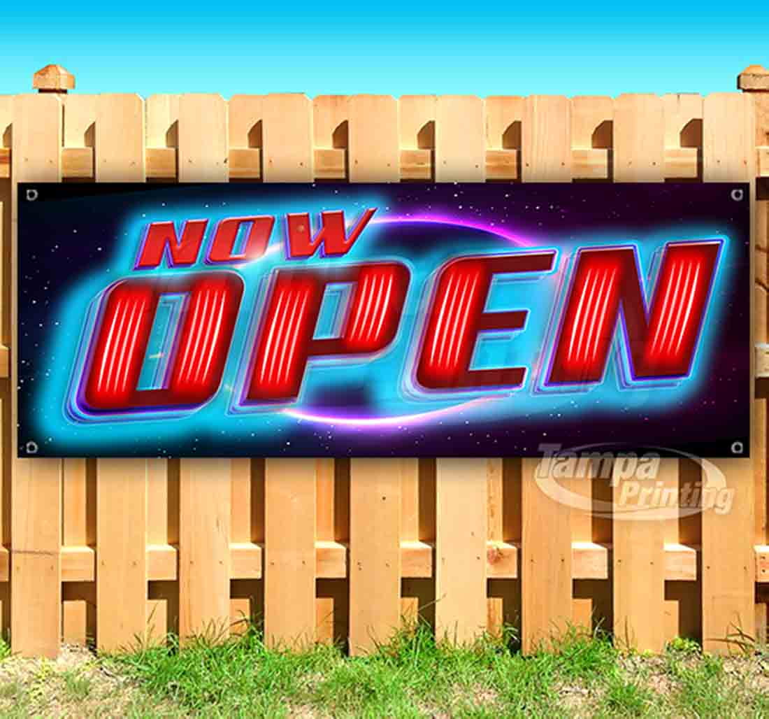 Now Open Glow 13 oz Vinyl Banner With Metal Grommets - Walmart.com
