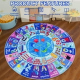 AKASISRUG Kids Play Rug Fluffy ABC Educational Rug Round 47" Ocean Kids ...