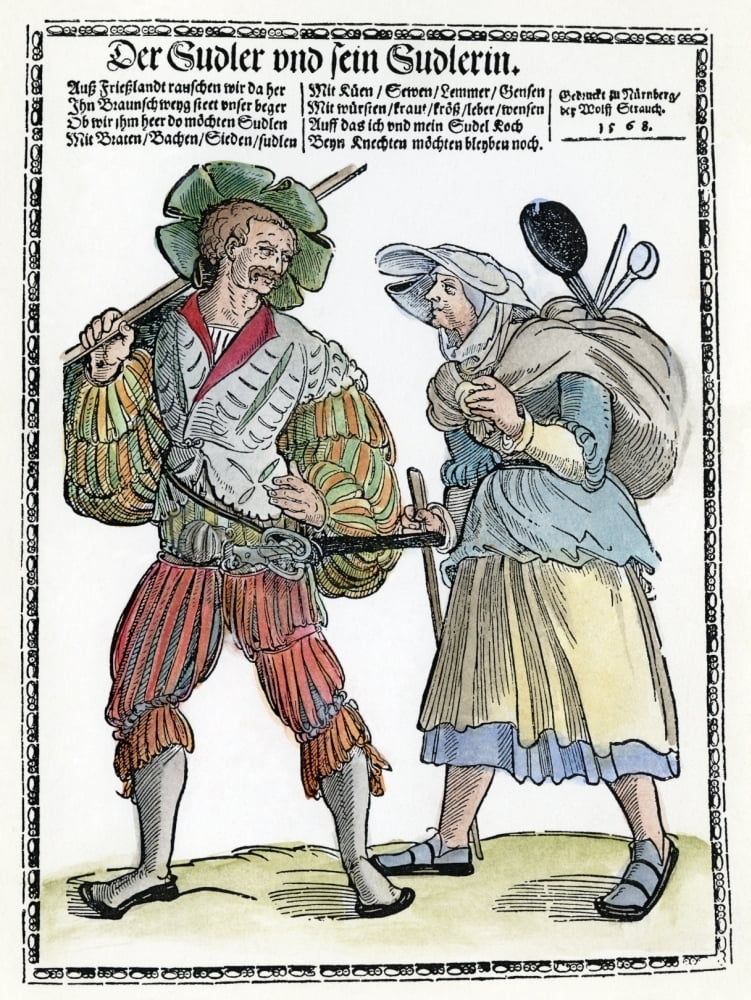 German Mercenary, 1535. /Na Lansequenet (Mercenary) And His Companion ...