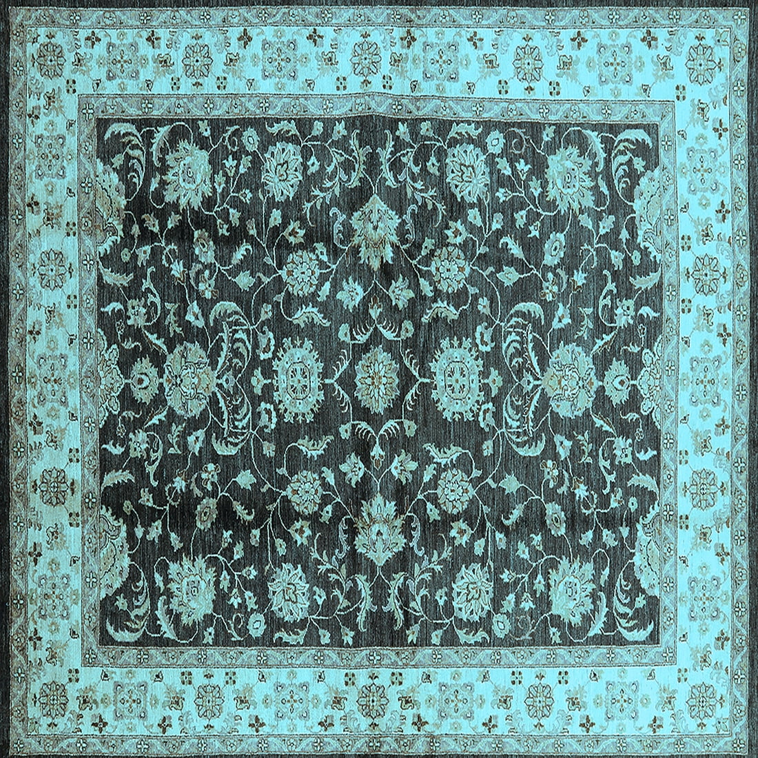Ahgly Company Indoor Square Oriental Light Blue Traditional Area Rugs ...