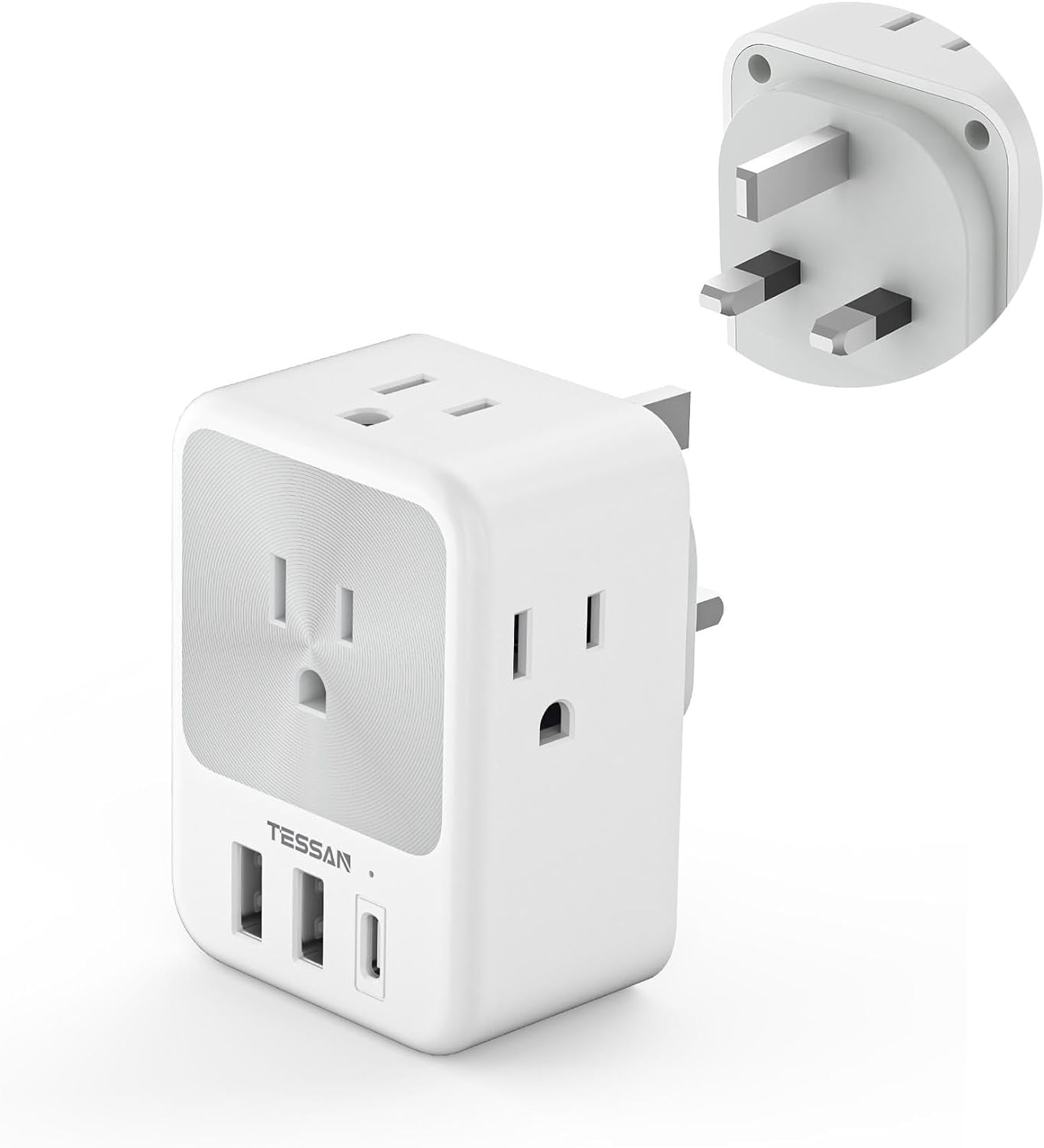 WWS-UK Plug Adapter, Canada to UK Power Adapter with 4 Outlets 3 USB (1 ...