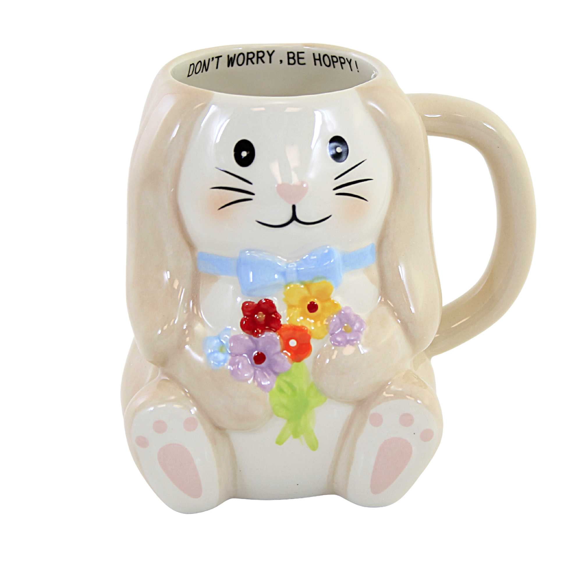 Tabletop Easter Bunny Mug Dolomite Rabbit Spring Flowers Em18142 Tan ...