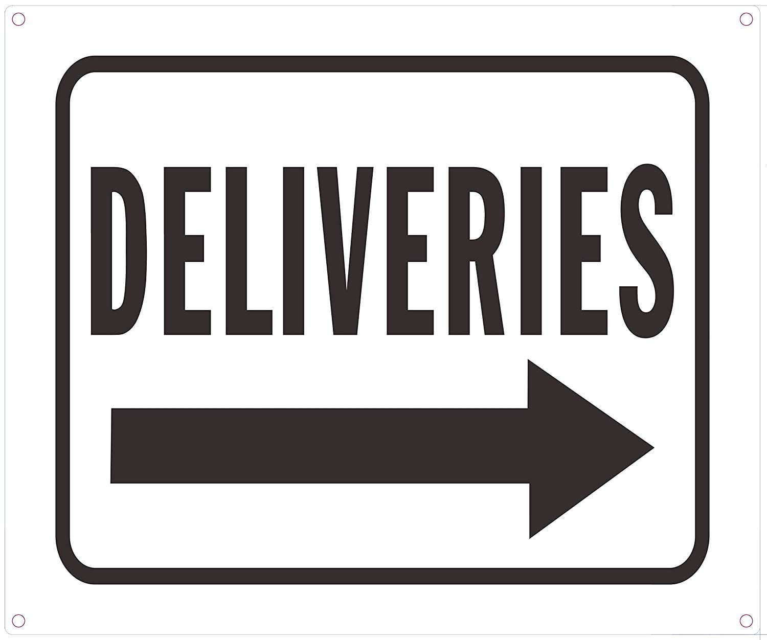 Deliveries Right Arrow Sign (White Background,Aluminium, 10x12 ...