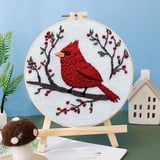 Punch Needle Kits Red Cardinal on Tree Embroidery Starter Set with Hoop ...