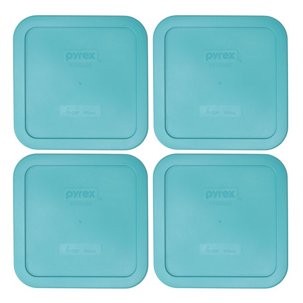 Pyrex 8704-PC Turquoise Food Storage Replacement Lid Cover (4-Pack ...