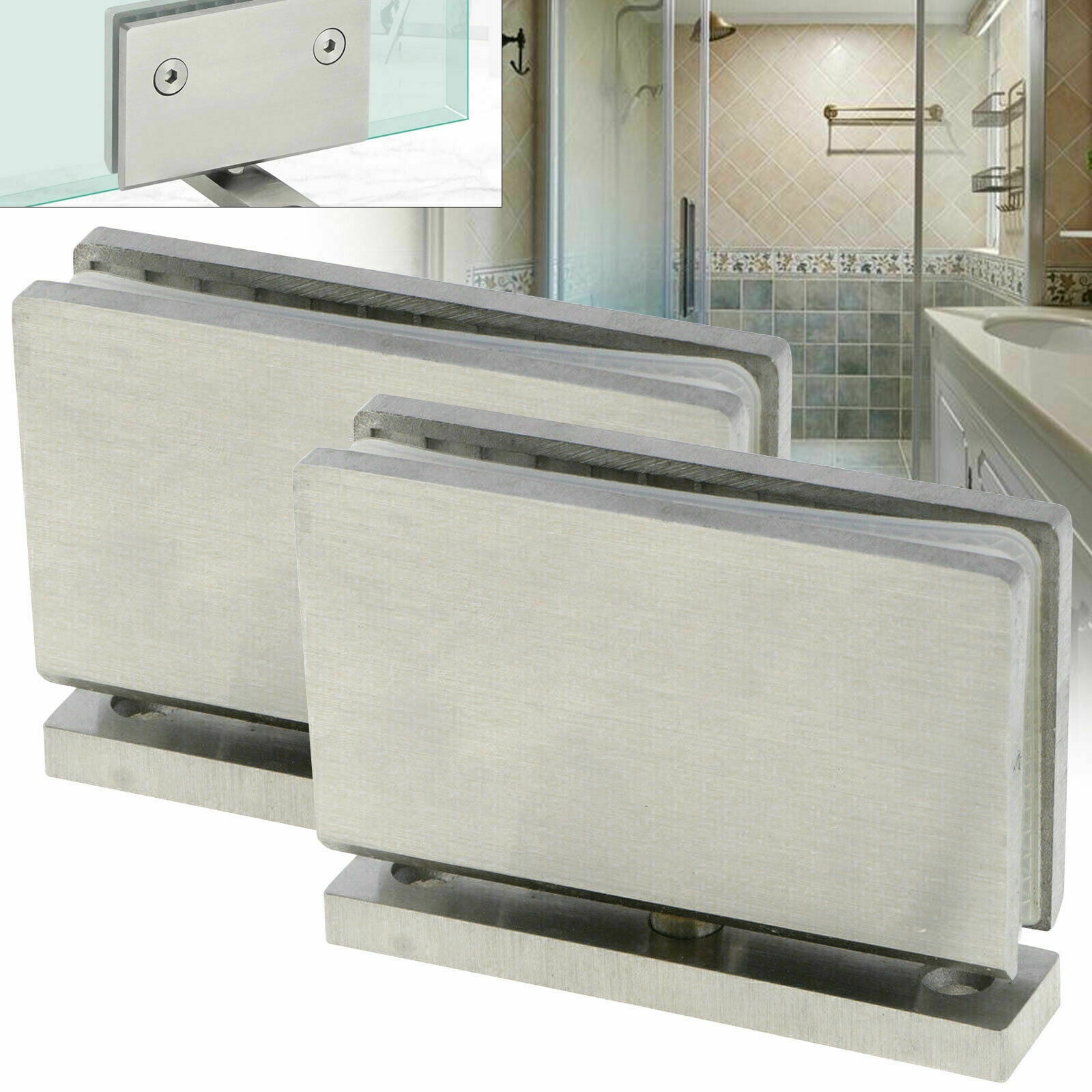 Miumaeov 2pcs Glass Door Pivot Hinges Set Steel for 5-12mm Glass Shower ...