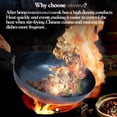 36cm Nonstick Iron Round Bottom Wok with Lid, Stir Fry Cooking for ...